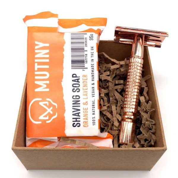 Rose Gold Safety Razor Mini Set - Orange & Lavender | Mutiny – The ...