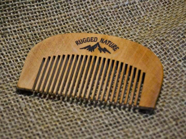 Rugged Nature Small Wooden Beard Comb - Natural Peachwood Fine-Toothed ...