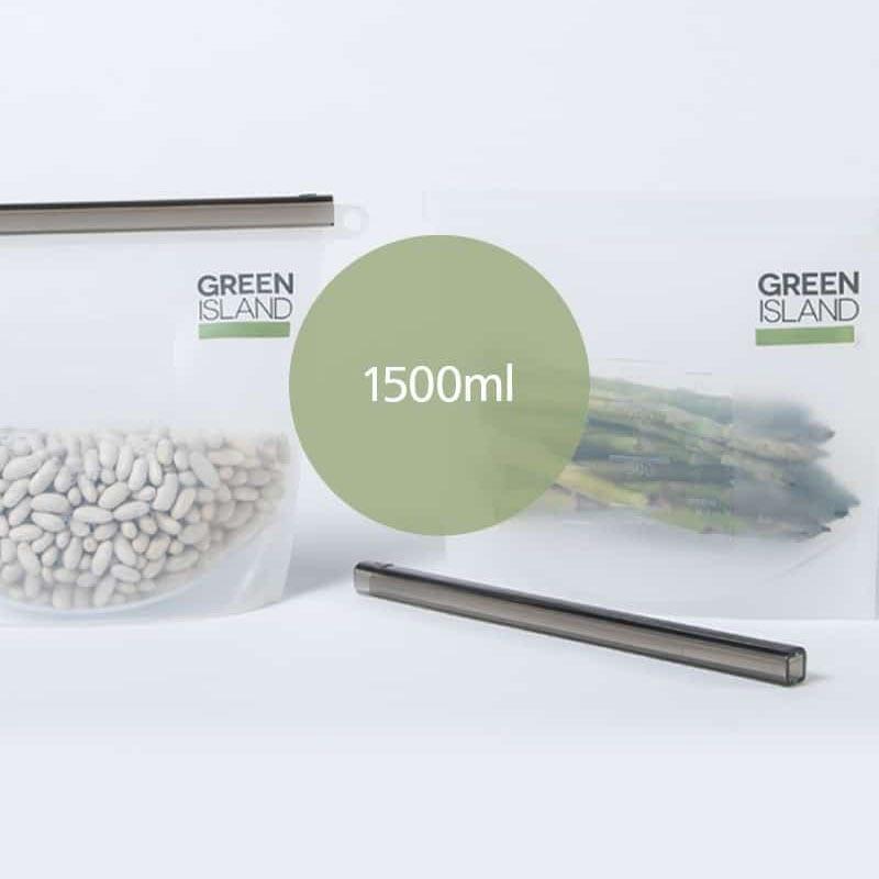 Green Island Silicone Ziplock Pouch - Eco-Friendly Food Storage (1500ml ...